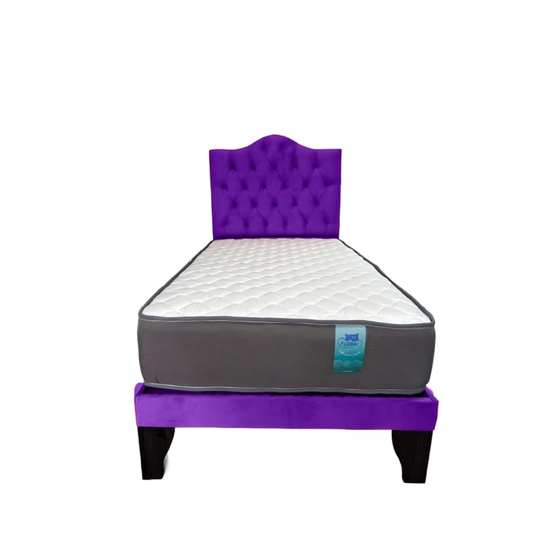 FLOBAL Cama plaza y media Morada FLOBAL BASE RESPALDO COLCHON DE ...