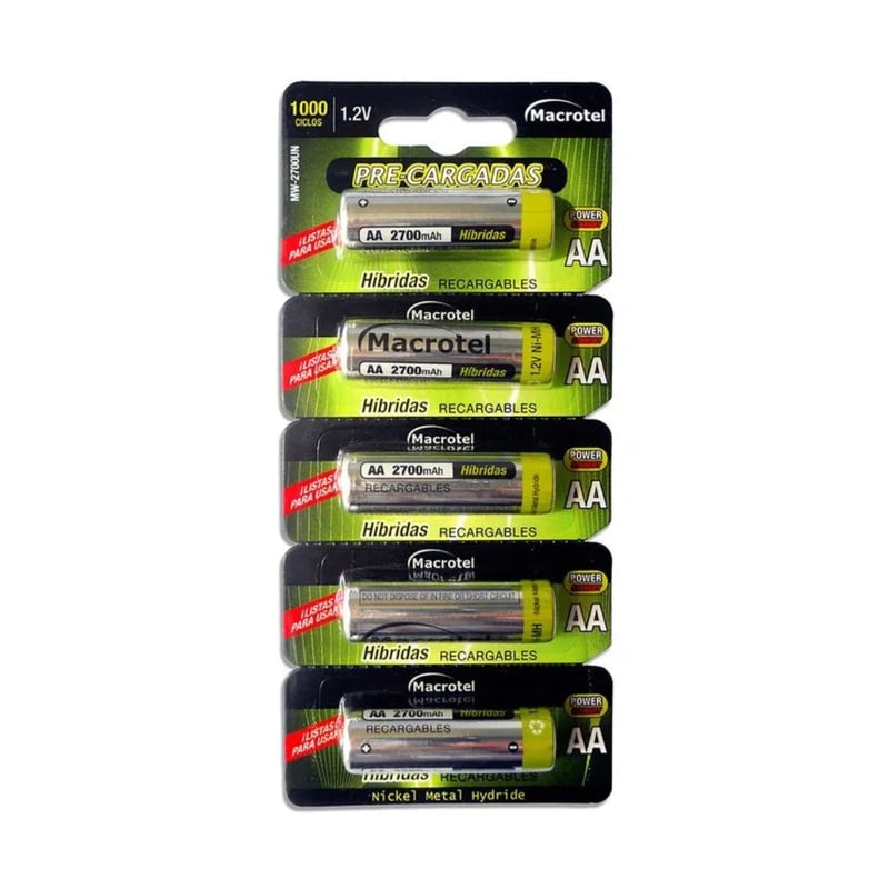 Pilas Recargable Aa Macrotel Híbrida Tira X5 Unid 2700mah | Sodimac Chile