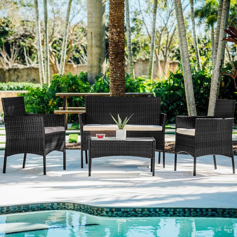 ELEMENT DESIGN Juego de Living de Terraza Brisa 4 Piezas para Exterior ...