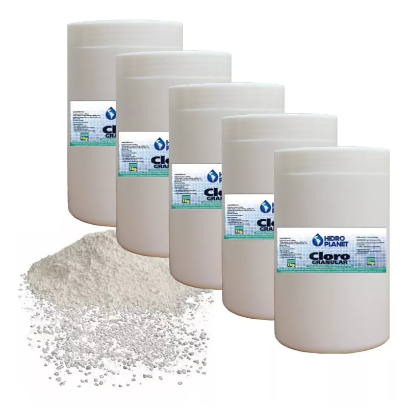 GENERICO Pack 5 Unidades Cloro Granulado Para Piscina, Pote 1kg ...