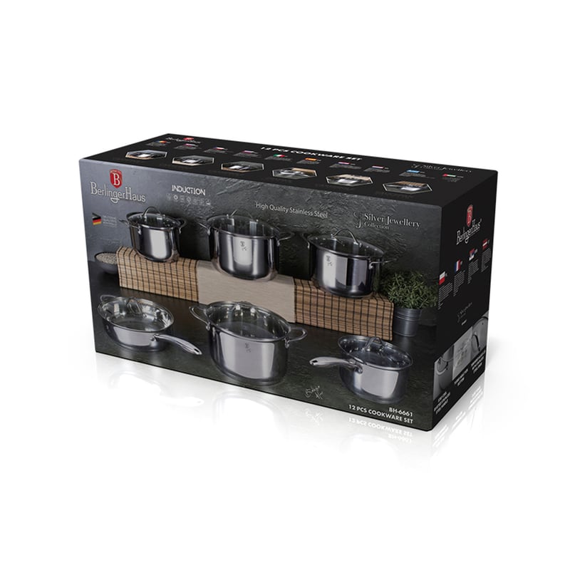 BERLINGER HAUS BATERIA DE COCINA FULL INDUCCION 12 PCS ACERO INOXIDABLE ...