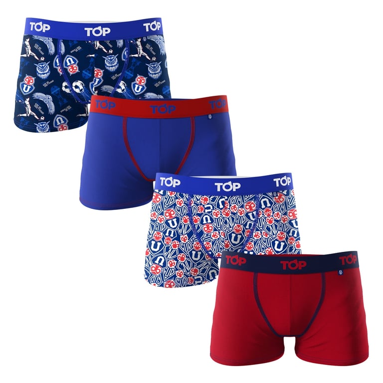 TOP Boxer Niño Algodón Universidad de Chile Pack 4 C4 Top. | falabella.com