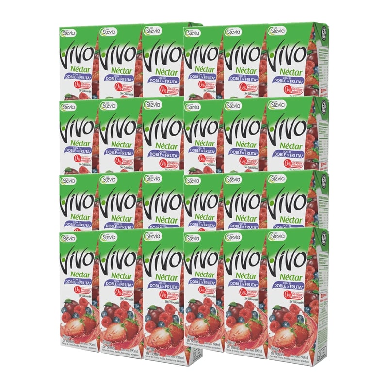 VIVO Caja Jugos Néctar Vivo Doble Fruta 24 Unidades 190ml Berries ...