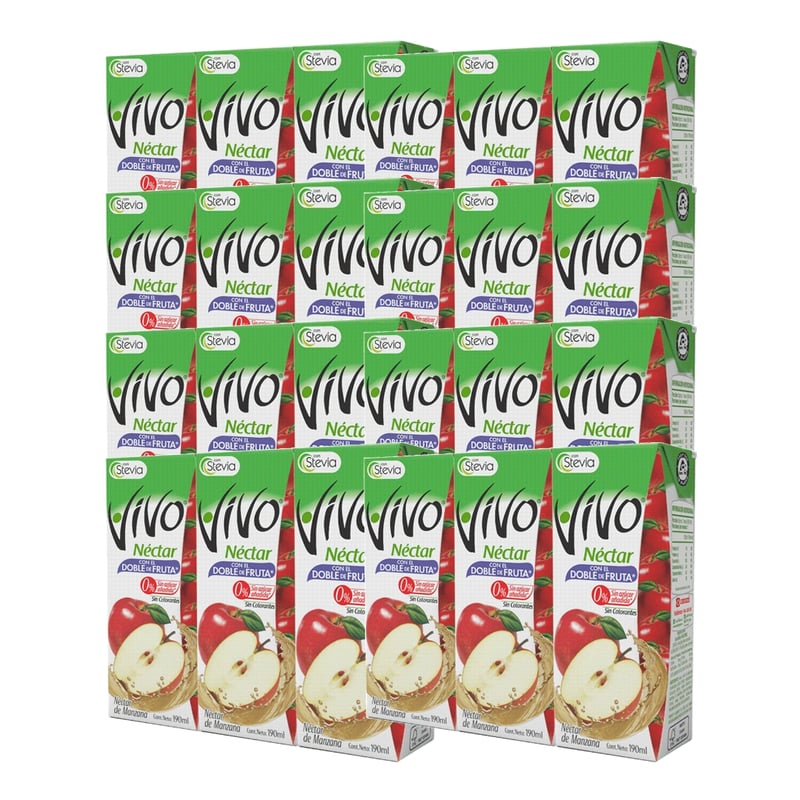 VIVO Caja Jugos Néctar Vivo Doble Fruta 24 Unidades 190ml Manzana ...