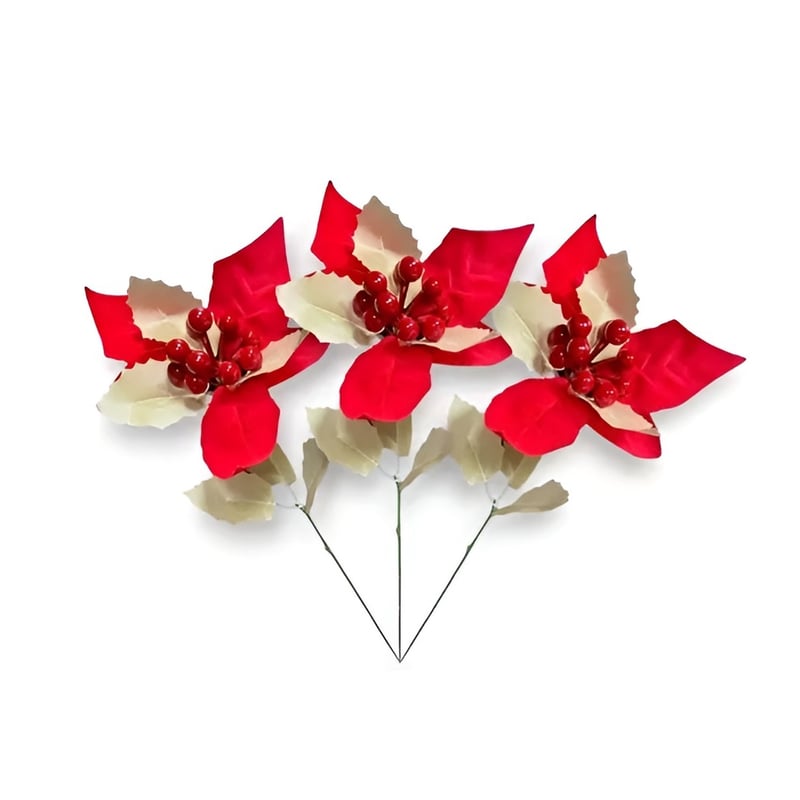 Ramo De Flores Navideñas Adorno Navidad Decoracion Navideña | Sodimac ...