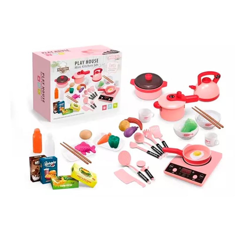 ESHOPANGIE Set Juego De Cocina Elementos De Cocina Para Niñas Rosa ...