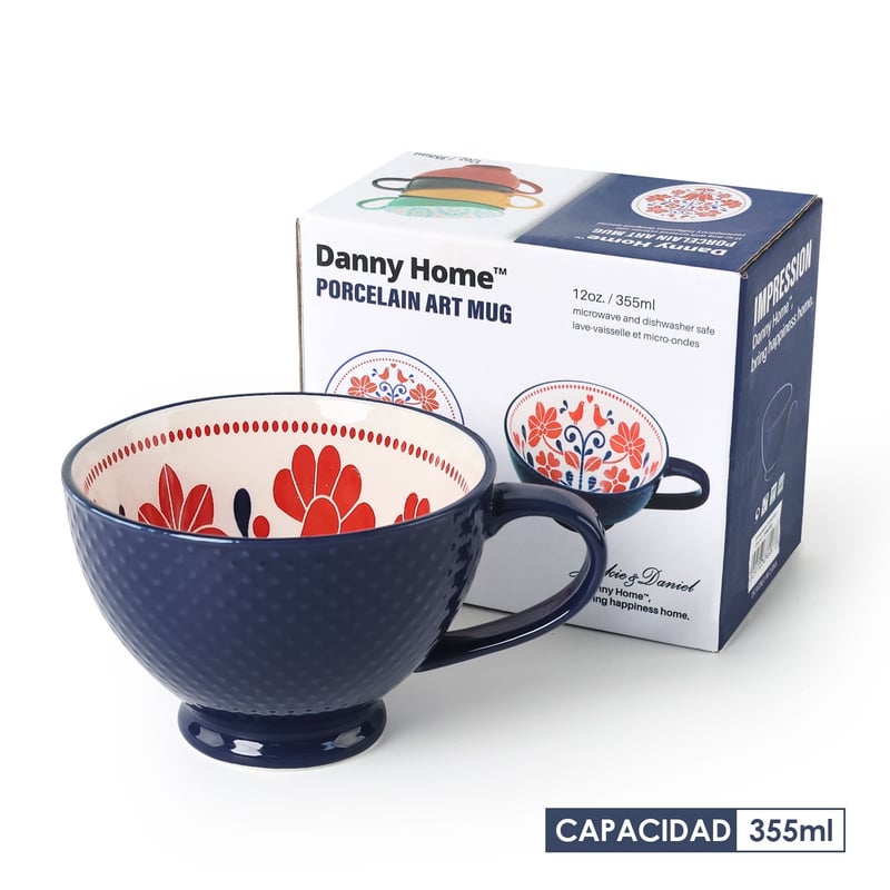 DANNY HOME Mug con Textura Interior para Desayuno Azul Oscuro Danny ...