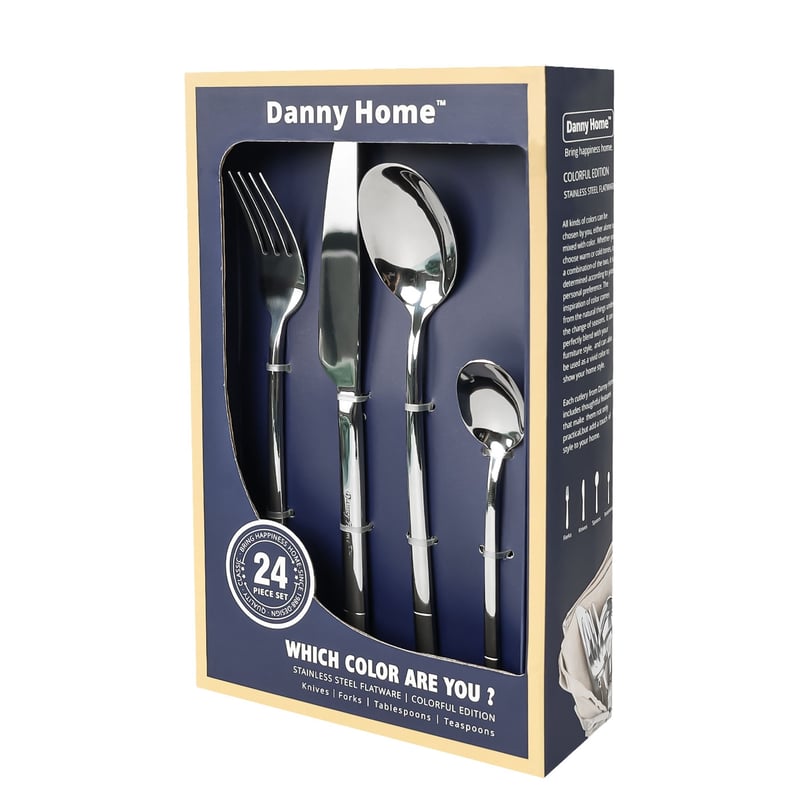 DANNY HOME Set de 24 Cubiertos Acero Inoxidable Edición Colorful Danny ...