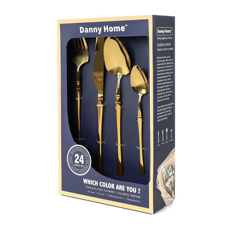 DANNY HOME Set de 24 Cubiertos Acero Inolxidables Edición Colorful ...