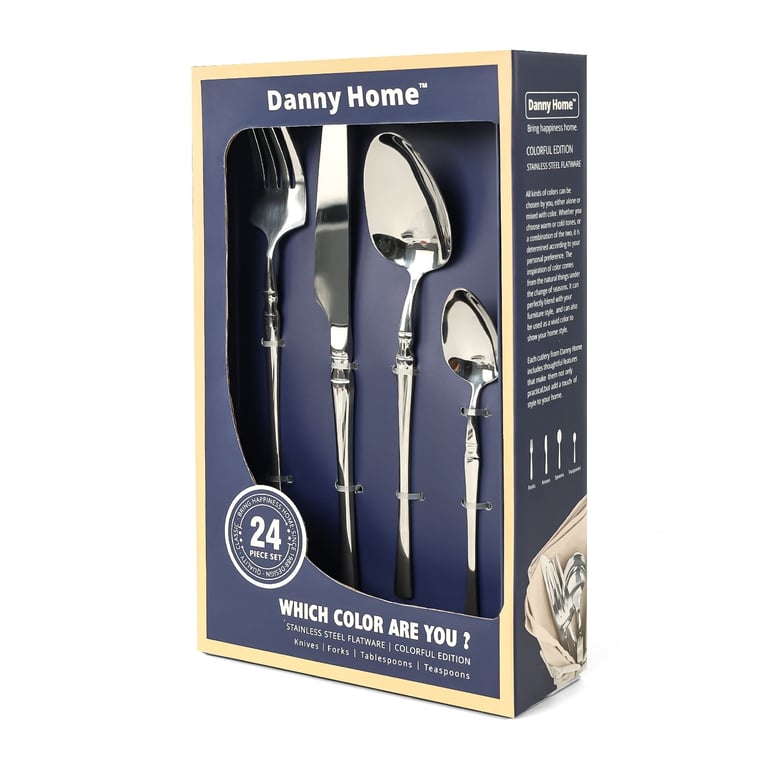 DANNY HOME Set de 24 Cubiertos Acero Inoxidable Edición Colorful Danny ...