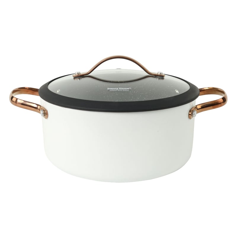 DANNY HOME Olla Cacerola Moderna Blanca con Tapa de Vidrio 22cm Danny ...