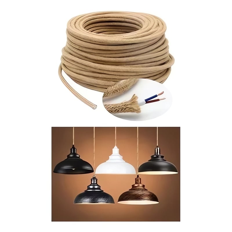 KUANGYE 10 Mts Cable Electrico Yute Bipolar Textil Rustico 2*075 ...