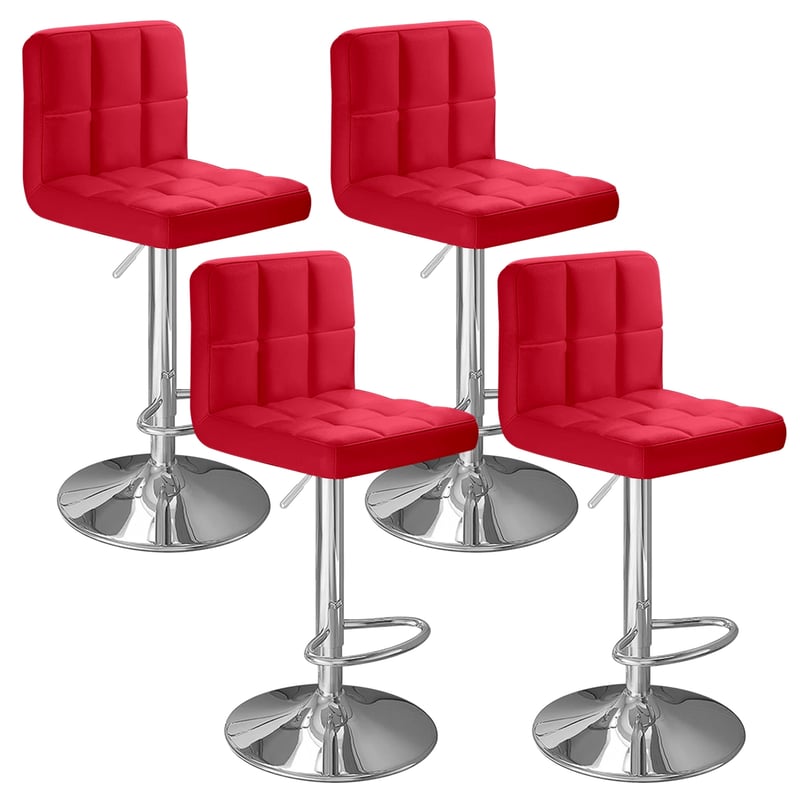 Pack 4 Silla Piso Bar Altura Regulable Taburete Con Respaldo Rojo ...