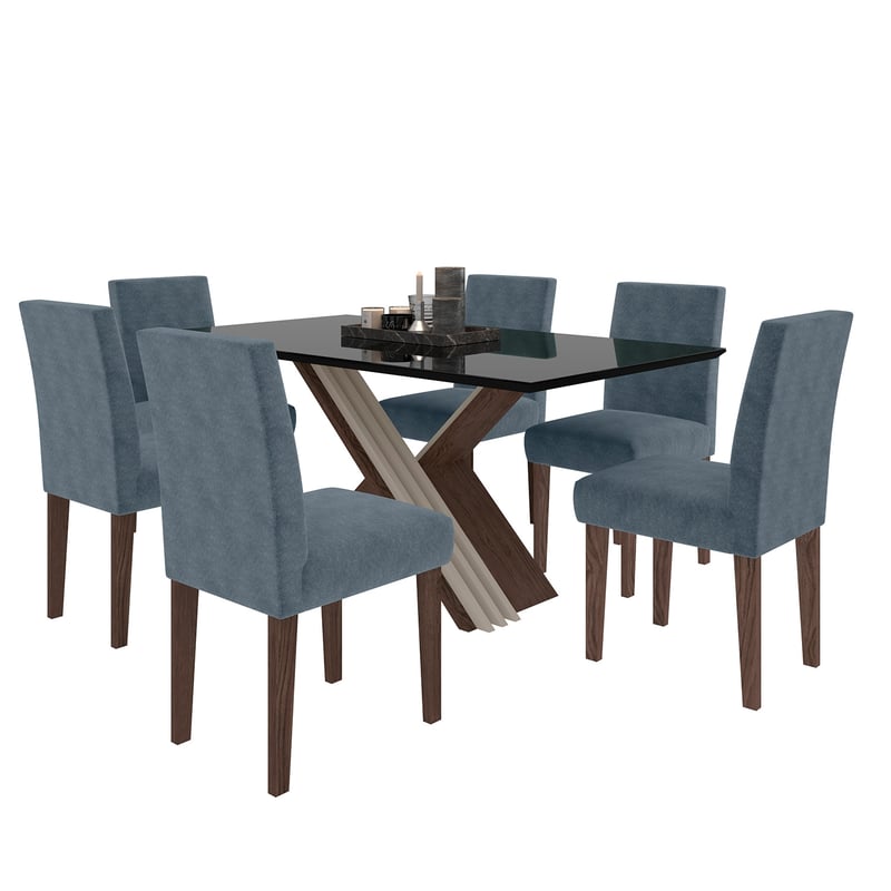 JDO & DESIGN Juego de Comedor Giovanna 6 Sillas Celeste Jdo & Design ...