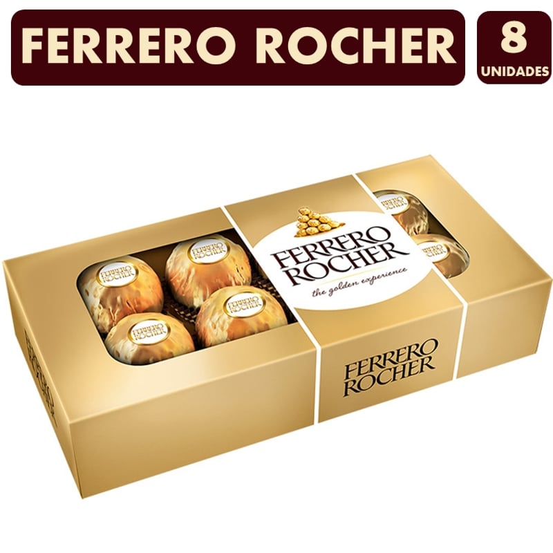 FERRERO ROCHER Ferrero Rocher - Bombones Premium (Caja Con 8 Unidades ...
