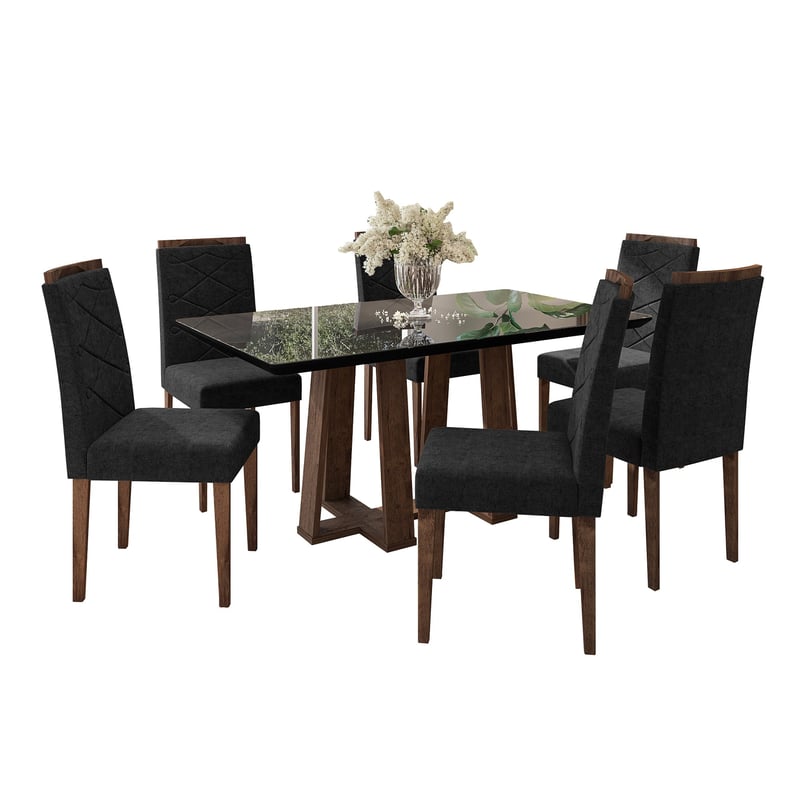 JDO & DESIGN Juego de comedor Caroline 6 sillas Jdo & Design Negro ...