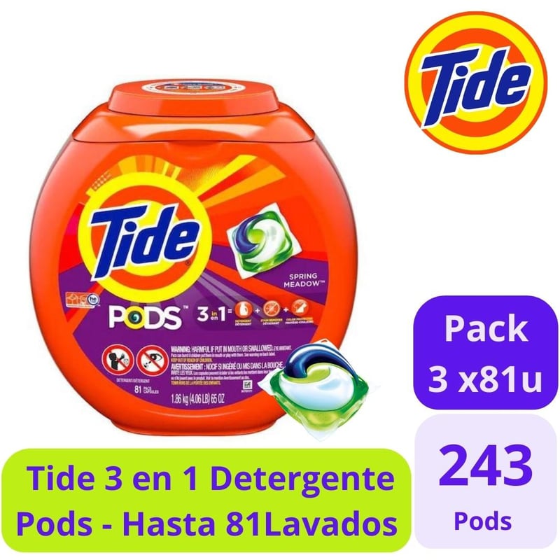 TIDE Tide Pods Detergente 81 Capsulas 3 en 1 - 3uds | falabella.com