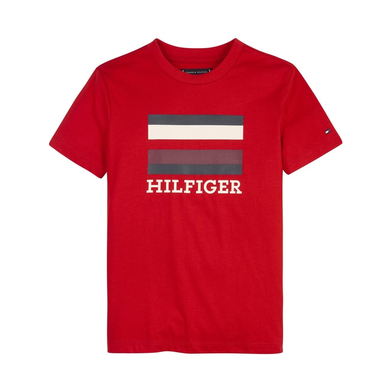 TOMMY HILFIGER Polera Stripe Box Logo Rojo Tommy Hilfiger Niño ...