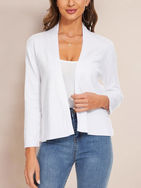 MOSS ROSE Cárdigan de punto corto de manga larga sin botones para mujer ...