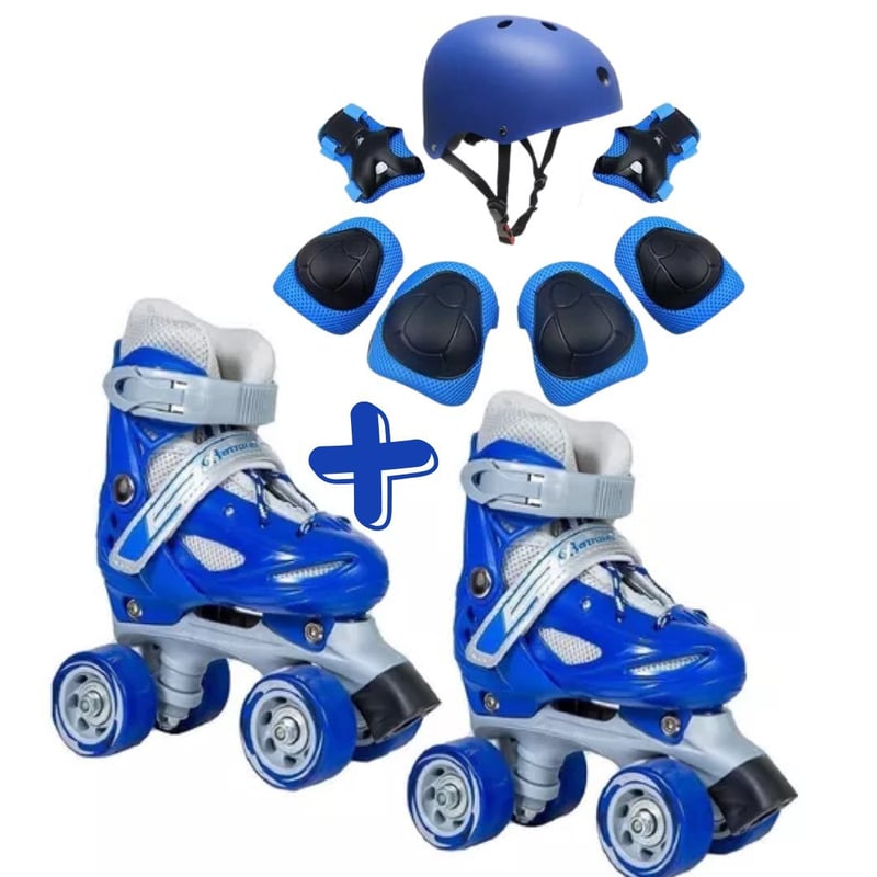 GENERICO Patines Roller 4 Ruedas Talla S Azul con Protectores ...