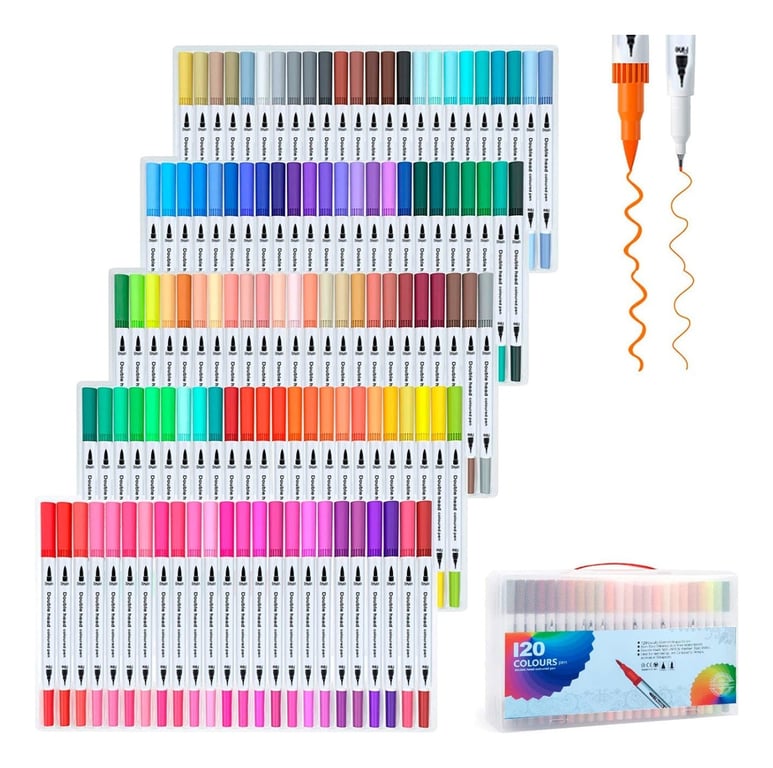 GENERICO Kit Completo Set de 120 Plumones Marcadores con Doble Punta ...