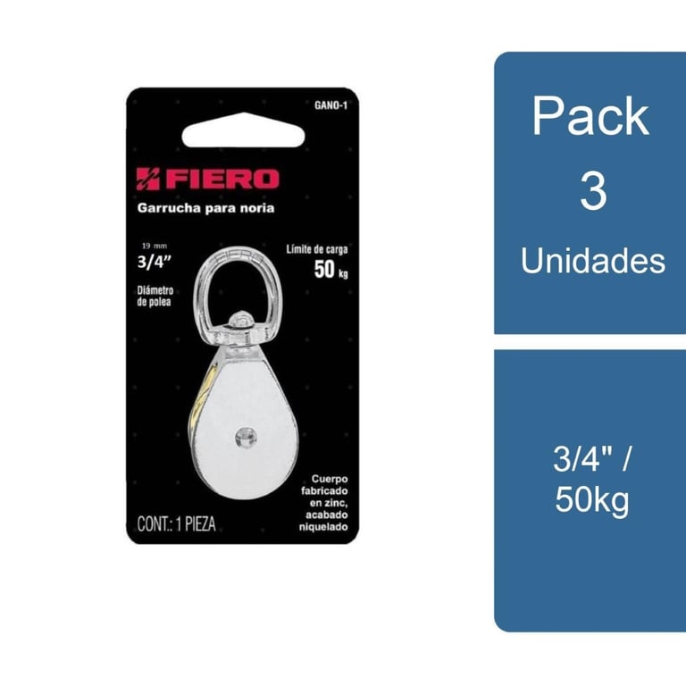 TRUPER Pack 3 Polea acabado niquelado 3/4" / 50kg Fiero | falabella.com
