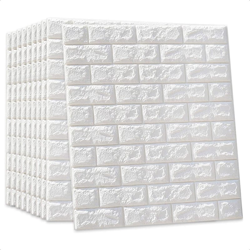 SUPERCENTER Pack 10 Laminas Papel Mural 3d Ladrillo Pared Blanco ...