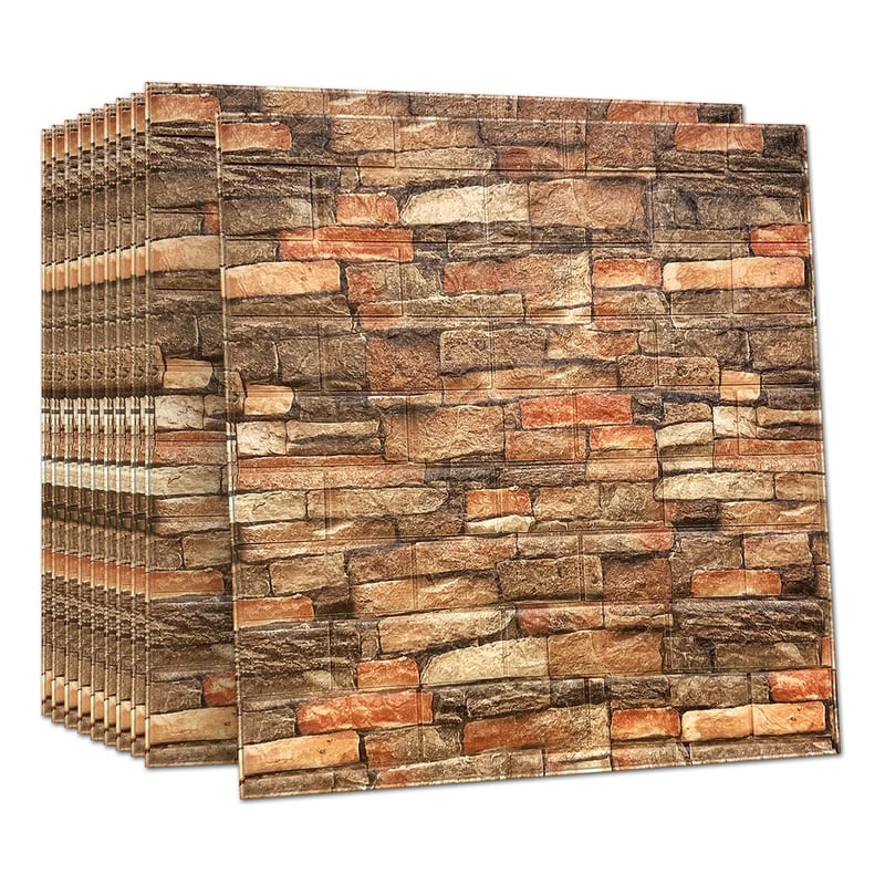 SUPERCENTER Pack 10 Laminas Papel Mural 3d Ladrillo Pared Grano de ...