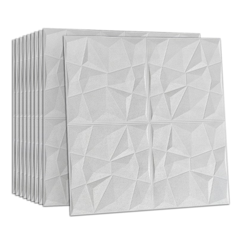 SUPERCENTER Pack 10 Laminas 3d Autoadhesivo Diamante Blanco 70x70 Muro ...