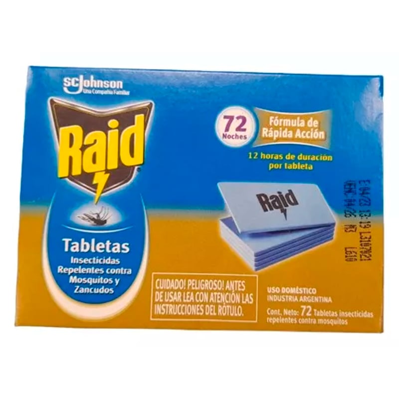 RAID Raid Electrico Tabletas Mosquitos Y Zancudos Recarga 72un ...