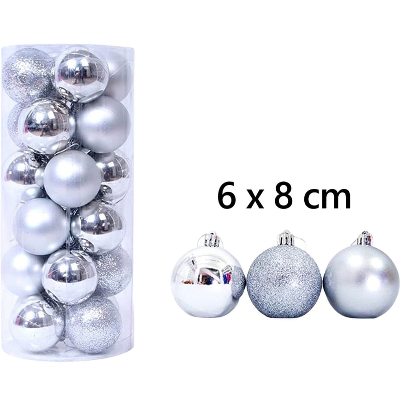 ZAPATILLACHILE 6 Esferas Navideñas Plateadas de 8cm en las Fiestas ...