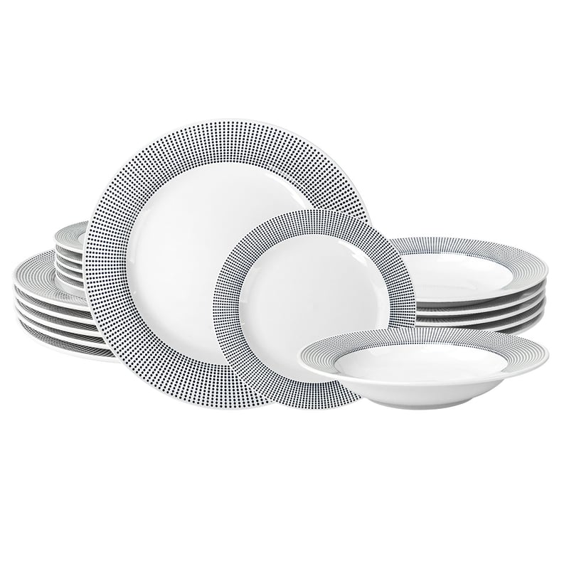 DANNY HOME Juego de Vajillas Porcelana Bordado con Puntitos 18 Piezas ...