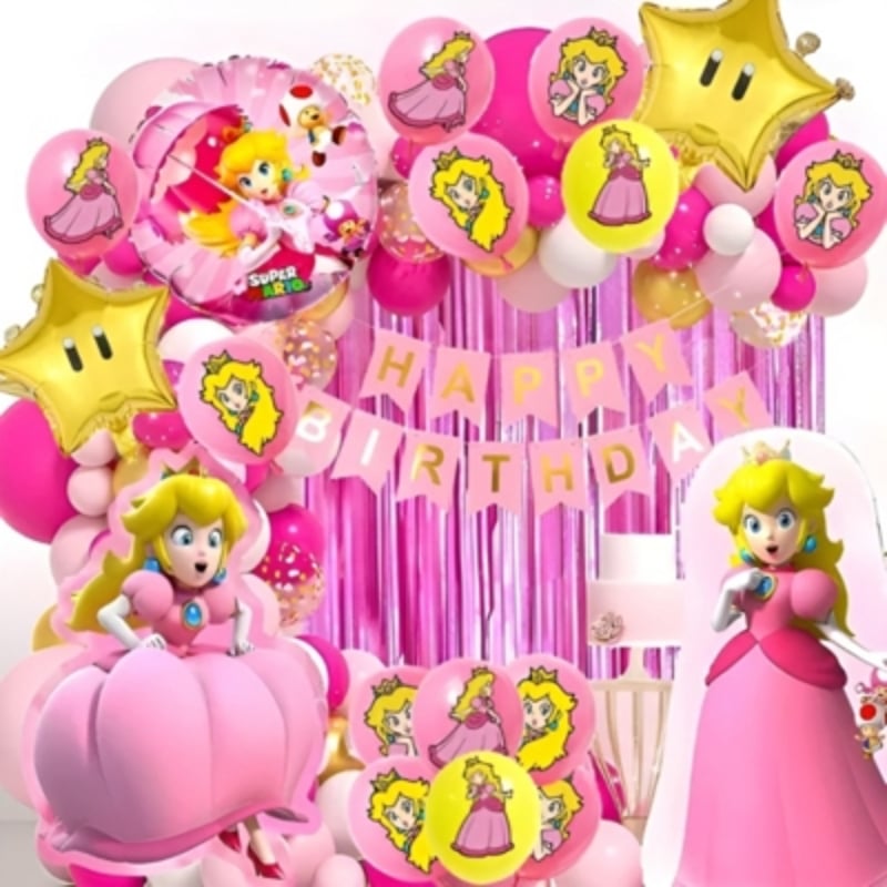 GENERICO Globos Princesa Peach Set Cumpleaños Peach Decoracion Fiest ...