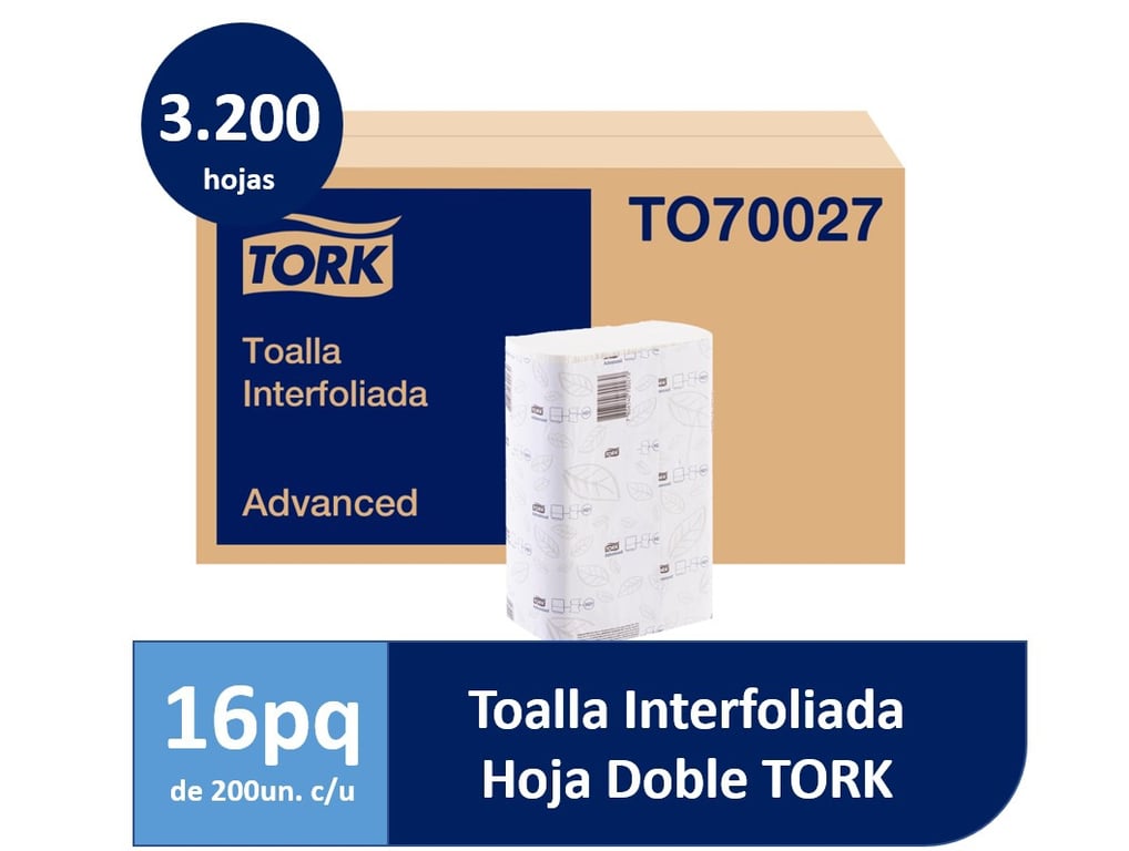 TORK Toalla de Papel Interfoliada Tork Advanced 16paq x 200 Hojas ...