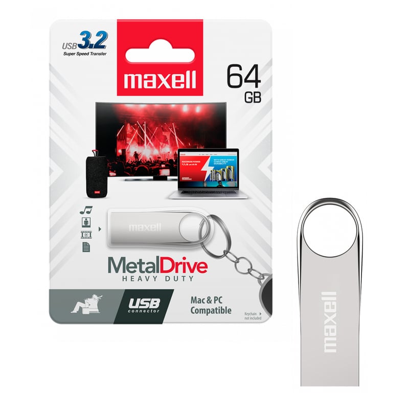 MAXELL Pendrive USB 3.2 64GB Maxell Metal Compatible MAC Windows ...