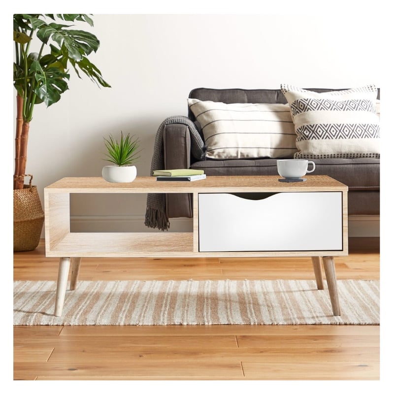 HOMER DESIGN Mesa De Centro Con Cajon Para Living 99x60x53cm ...
