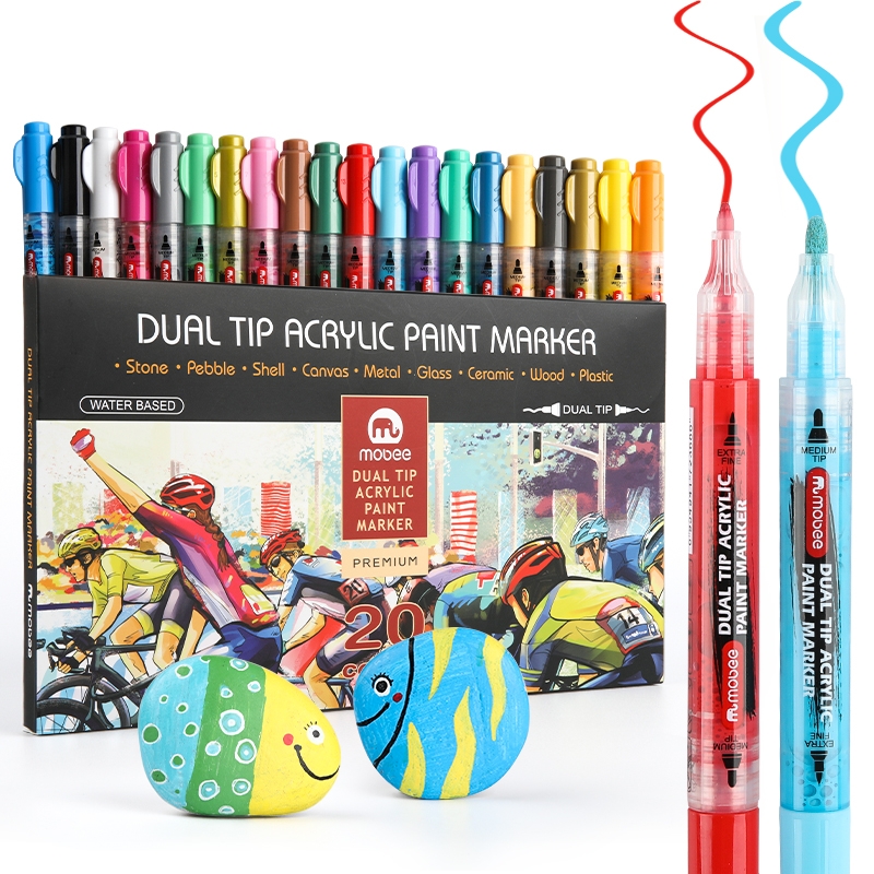 GENERICO Marcadores Acrílicos Doble Punta Lápices 20 Color Tipo Posca ...