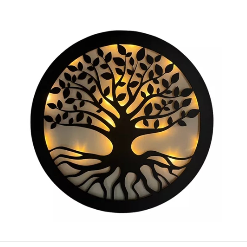 GENERICO CUADRO DECORATIVO ARBOL DE LA VIDA ARTESANAL LUMINOSO ...