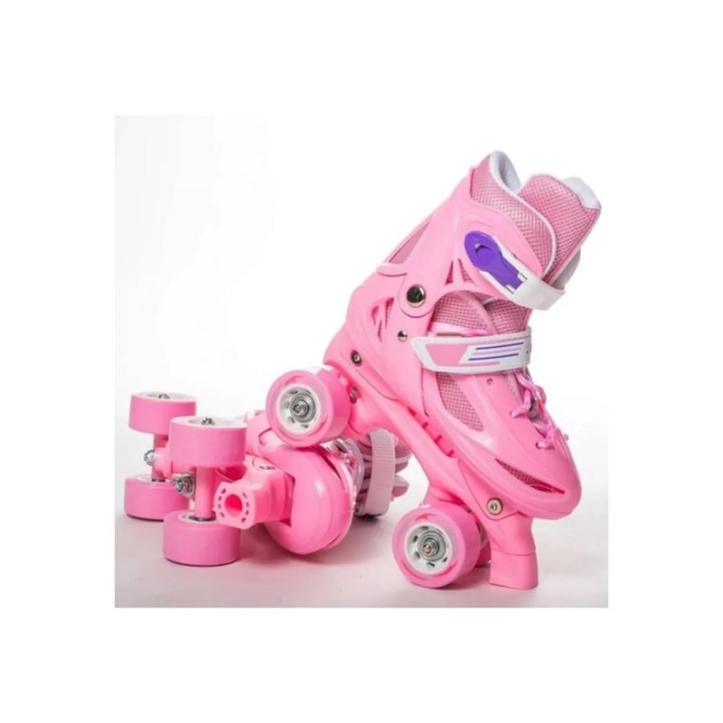 GENERICO Patines 4 Ruedas Ajustables Doble Fila Principiante Rosa talla ...