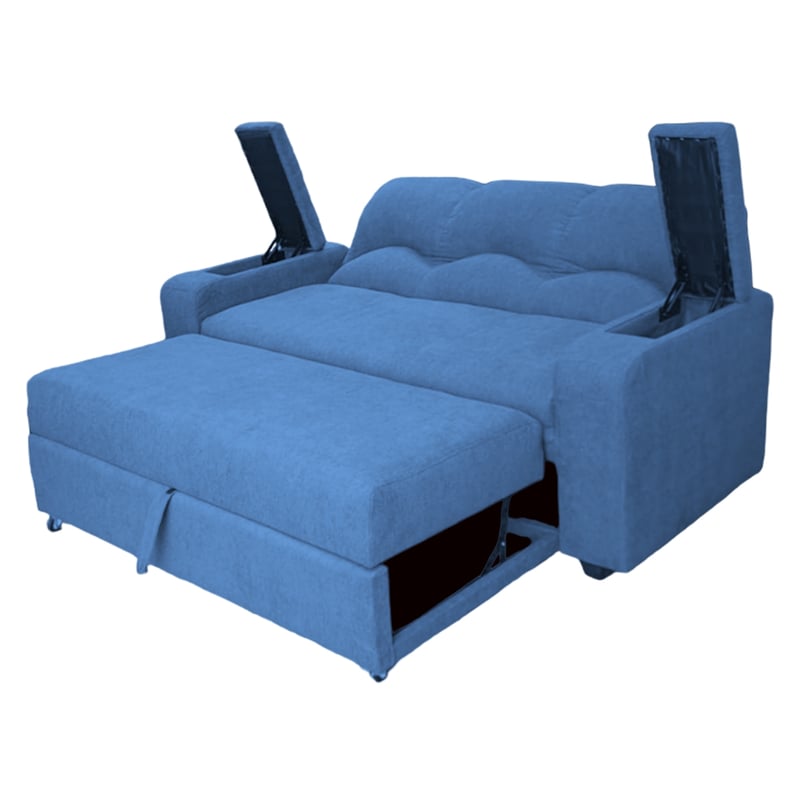 MUEBLERIA LATINA SOFA CAMA FUNCIONAL 2 PZ DECO LINO AZUL | falabella.com