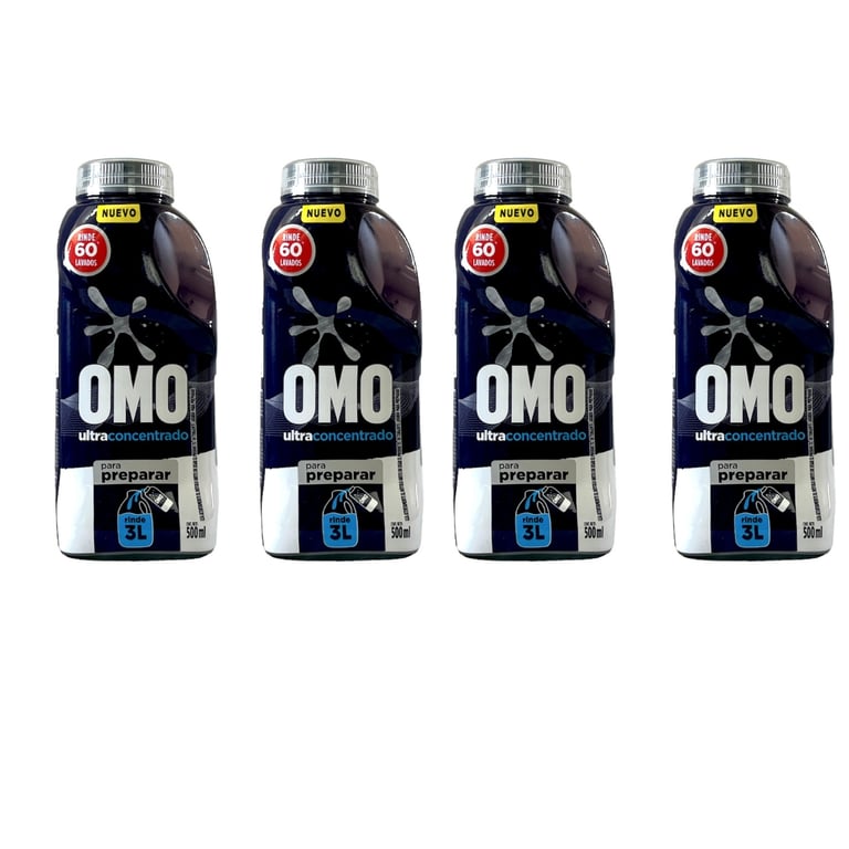 OMO DETERGENTE PACK 4 UNIDADES OMO ULTRACONCENTRADO 500 ML RINDE 3LTS ...