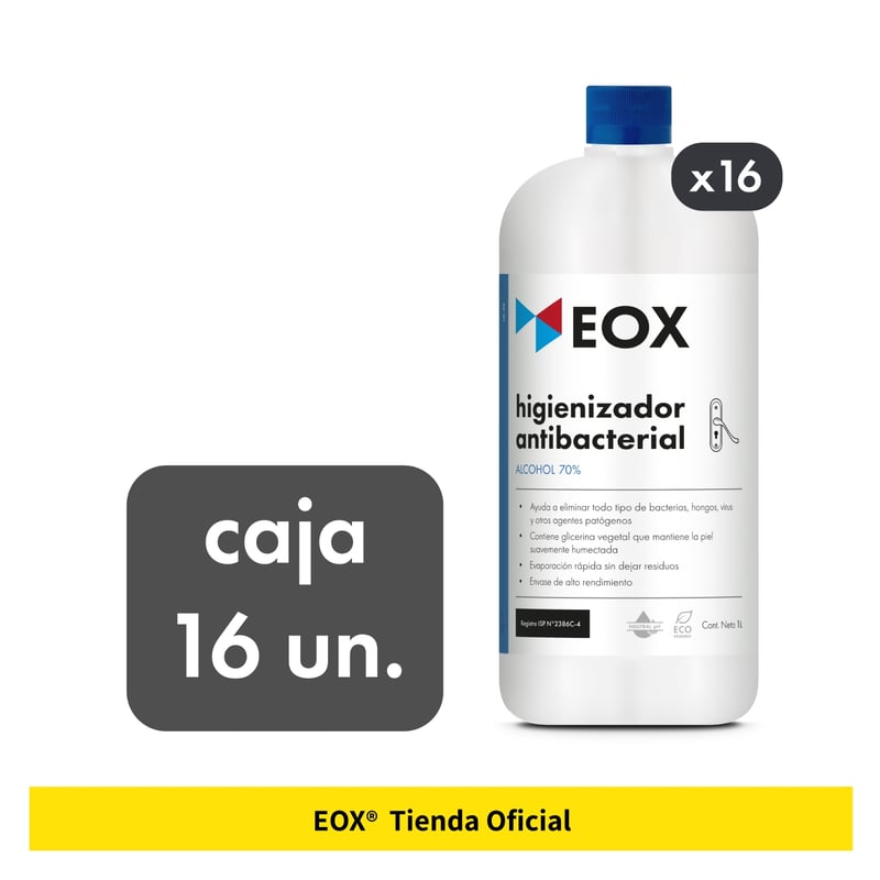 GENERICO Caja 16 Un. Higienizador Alcohol 70% Registro Isp Eox 1 L | falabella.com