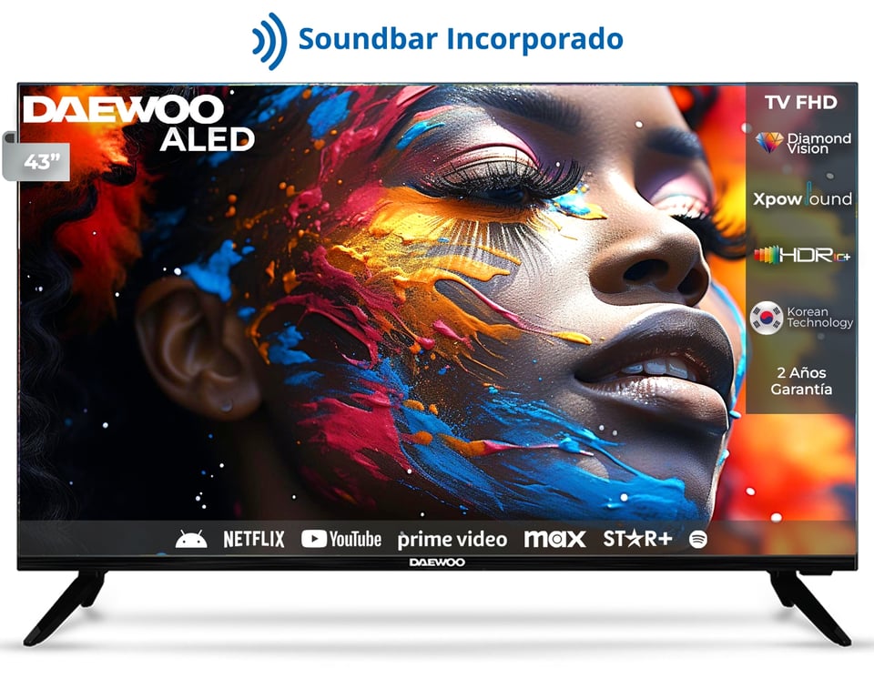 DAEWOO LED 43 DAEWOO CON SOUNDBAR INCORPORADO D-A4300 HD SMART TV ANDROID | falabella.com