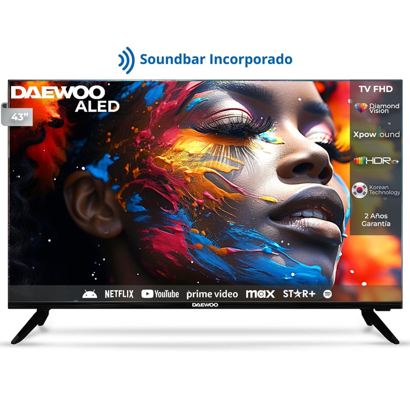 DAEWOO LED 43 DAEWOO CON SOUNDBAR INCORPORADO D-A4300 HD SMART TV ...
