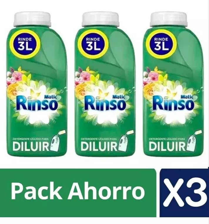 GENERICO Pack 3 Rinso Para Diluir Detergente Líquido 500ml Rinde 3lt ...