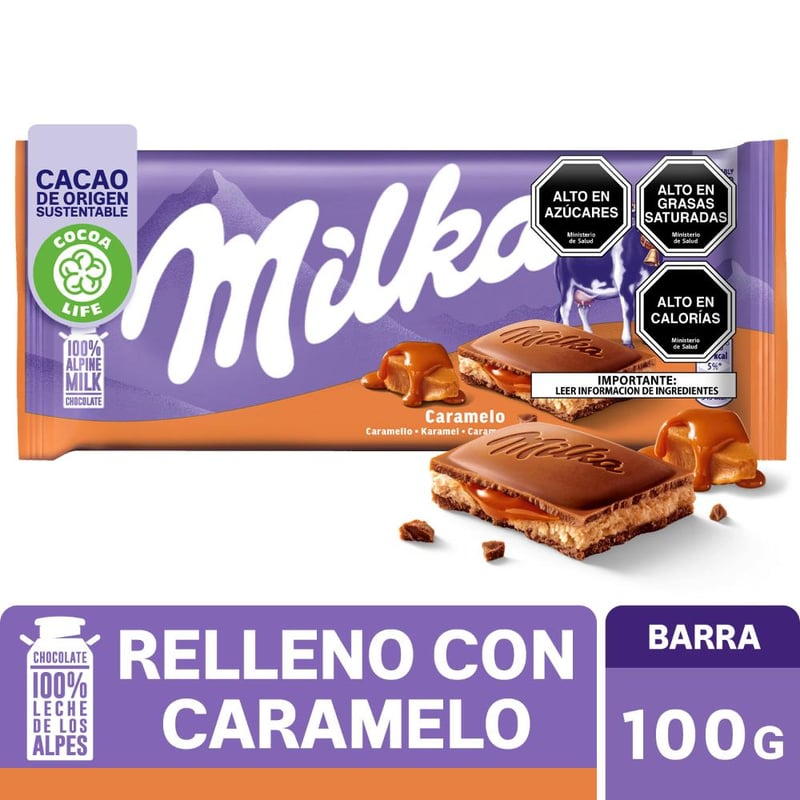 MILKA Chocolate Milka® Relleno Caramelo Barra 100 Gr MILKA | falabella.com