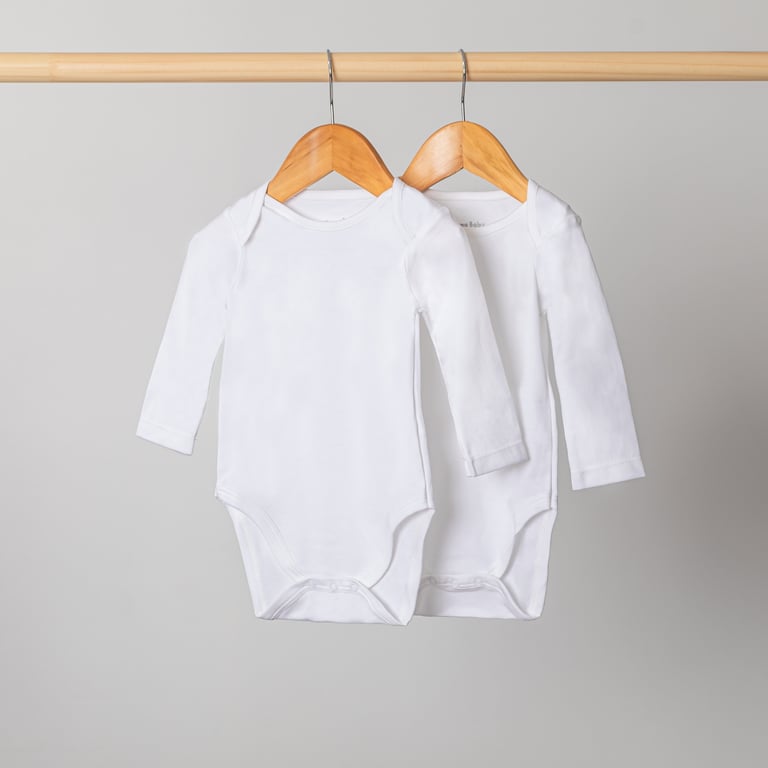 GENERICO Pack 2 Bodys Manga Larga Bebés Blacos Algodón Pima Peruano ...