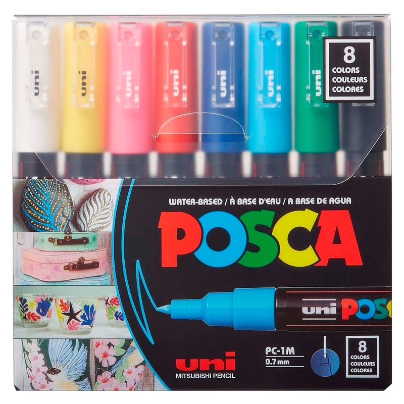 MALCREADO31109 Marcadores Posca 1M Set 8 Colores Básicos | falabella.com