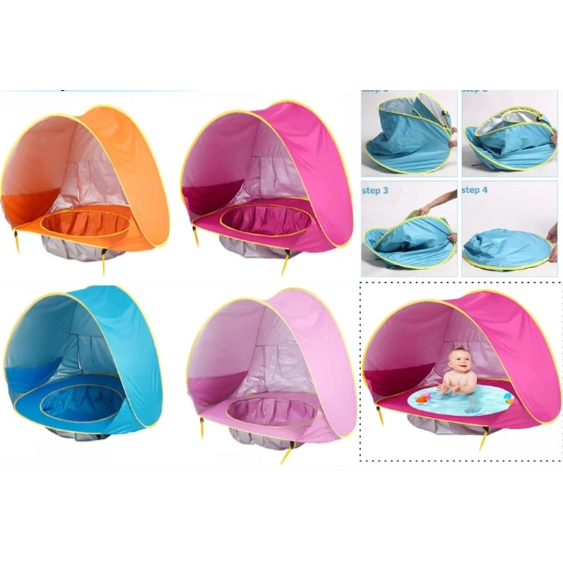 GENERICO Carpa Piscina De Playa Para Bebe Niños Pegable Uv Naranja ...