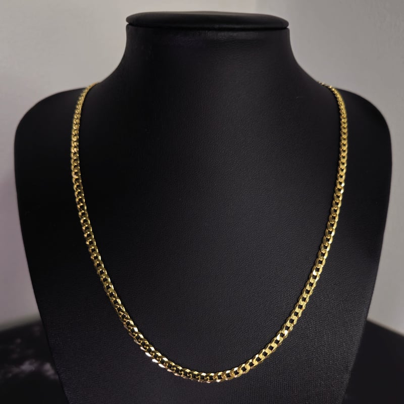 GENERICO Cadena Plata Fina 925 Bañado Oro 18k Collar Grumet 3.7mm 50cm ...